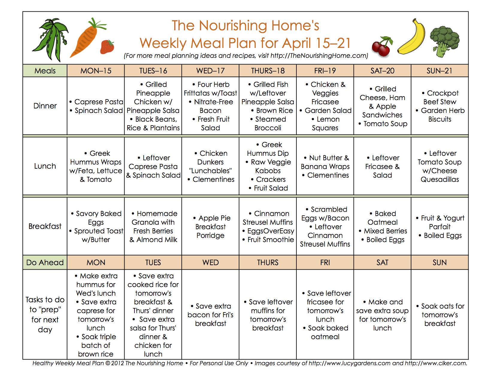 Meal Plan Monday April 15 28 The Nourishing Home Meal Plan Monday April 15 28 The Nourishing Home
